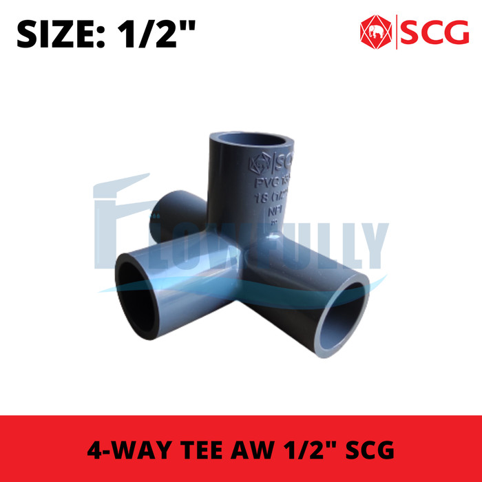 4 WAY TEE AW 1/2 INCH SCG PVC CROSS TEBAL TEE ELBOW 4 SUDUT 4 LUBANG ...