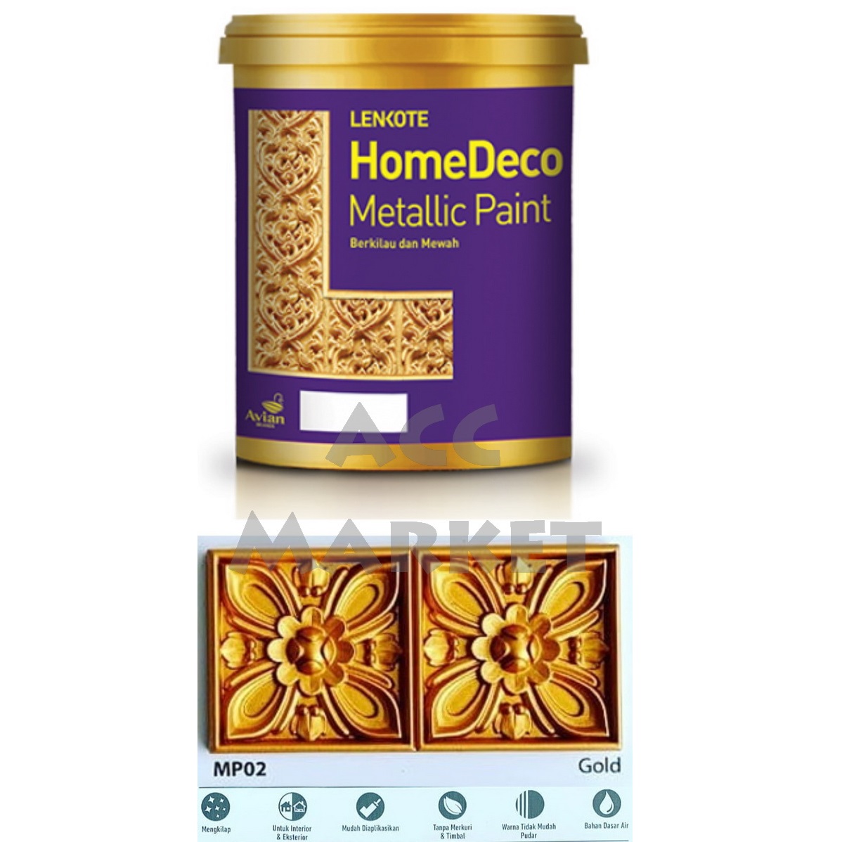 Cat Tembok Dinding Metalik Homedeco 1kg Emas Gold | Lazada Indonesia