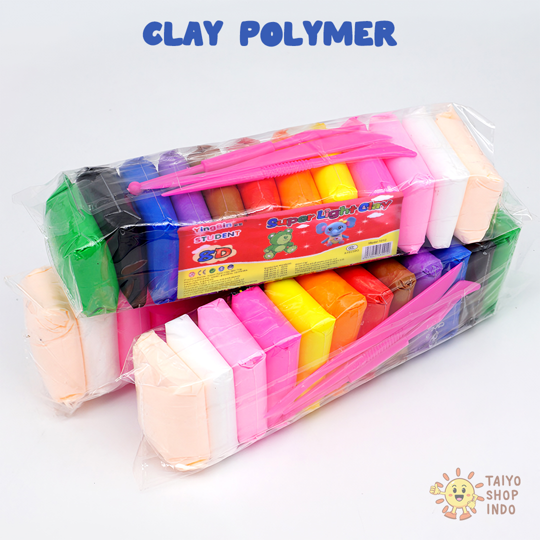 TAIYO Mainan Clay Polymer Set Soft Clay Dough 12 Warna Edukasi Kreatif ...