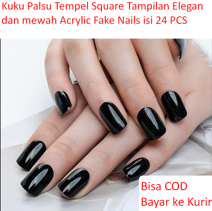 Kuku Palsu Tempel Square Tampilan Elegan dan mewah Acrylic Fake Nails ...
