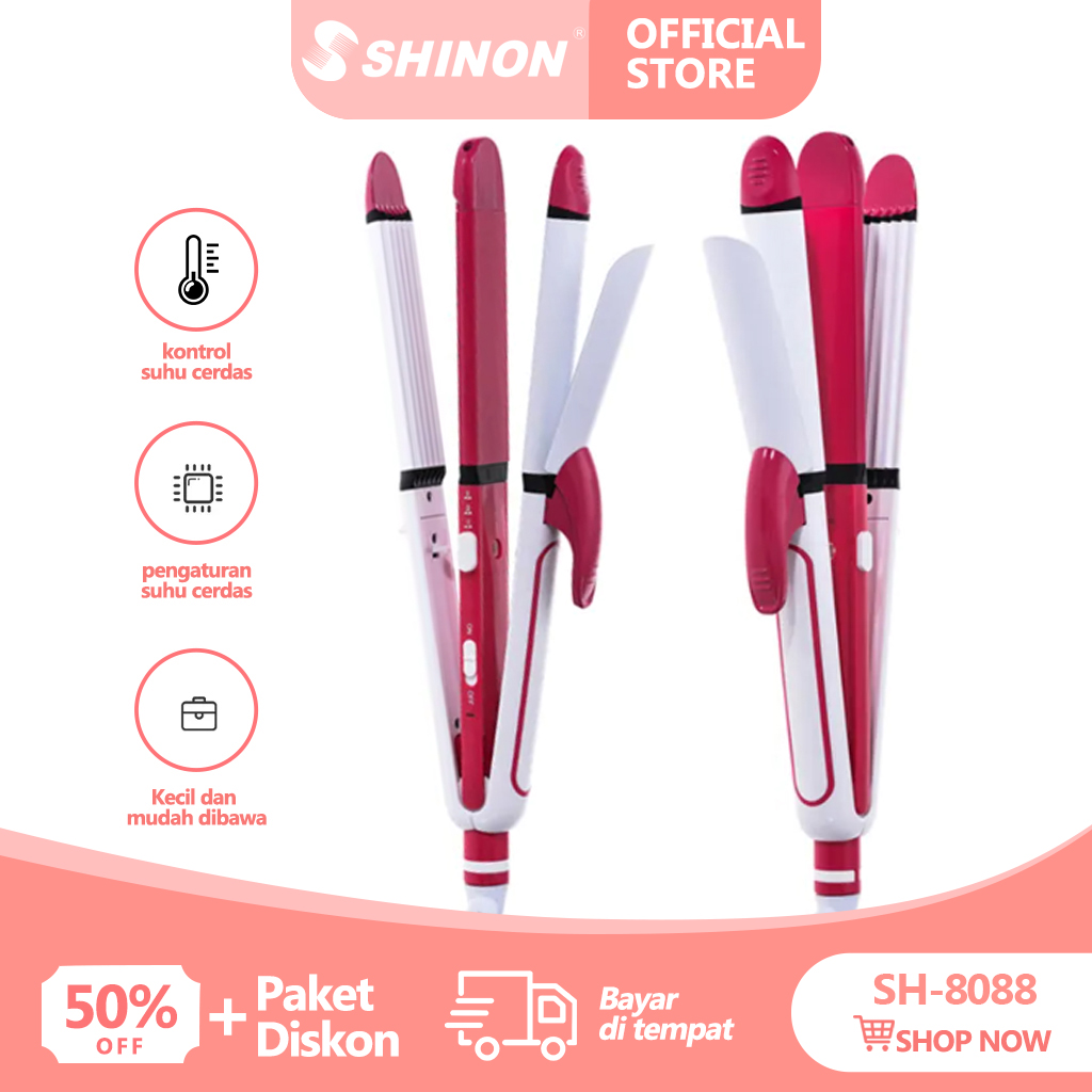 SHINON SH-8088 Catokan 3 IN1 Pelurus dan Pengeriting Rambut - Hair Beauty Set/catokan rambut ...