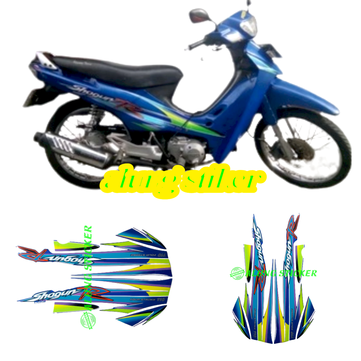 STIKER STRIPING LIS LES BODY MOTOR SUZUKI SHOGUN 110R TAHUN 2001 WARNA ...