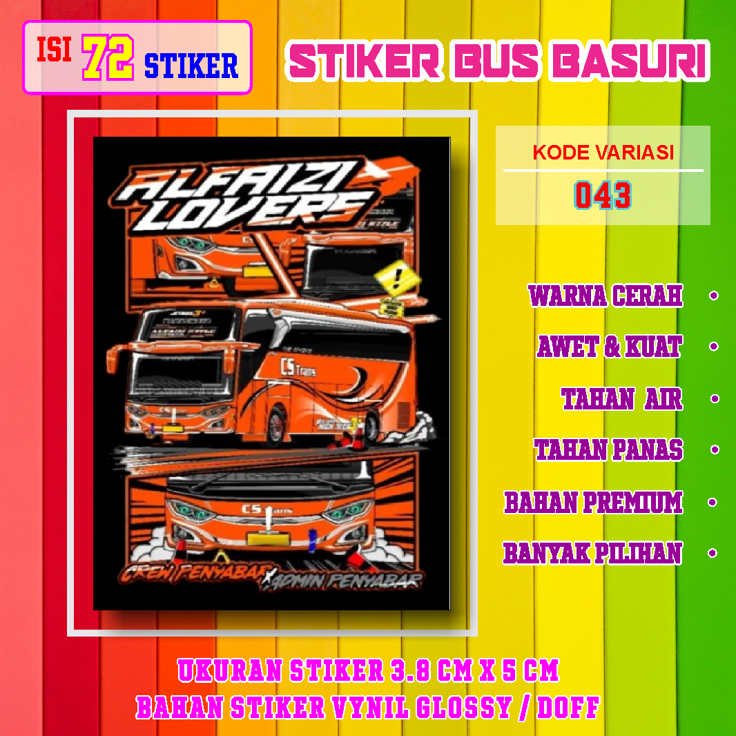 stiker bus basuri ALFAIZI LOVERS [043] isi 72 pcs warna cerah awet ...