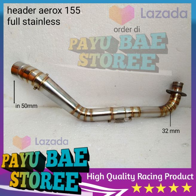 leher knalpot aerox 155 inlet 50 stenlis - pipa header Yamaha Aerox ...