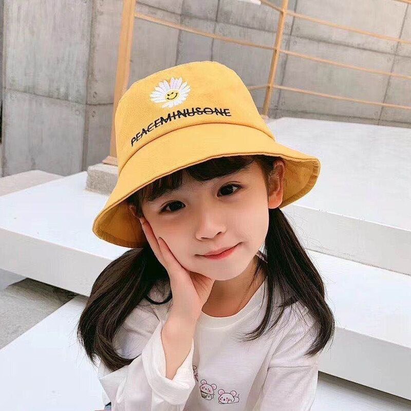 Topi Bundar Bucket anak balita cewek perempuan Motif Bunga Putih ...