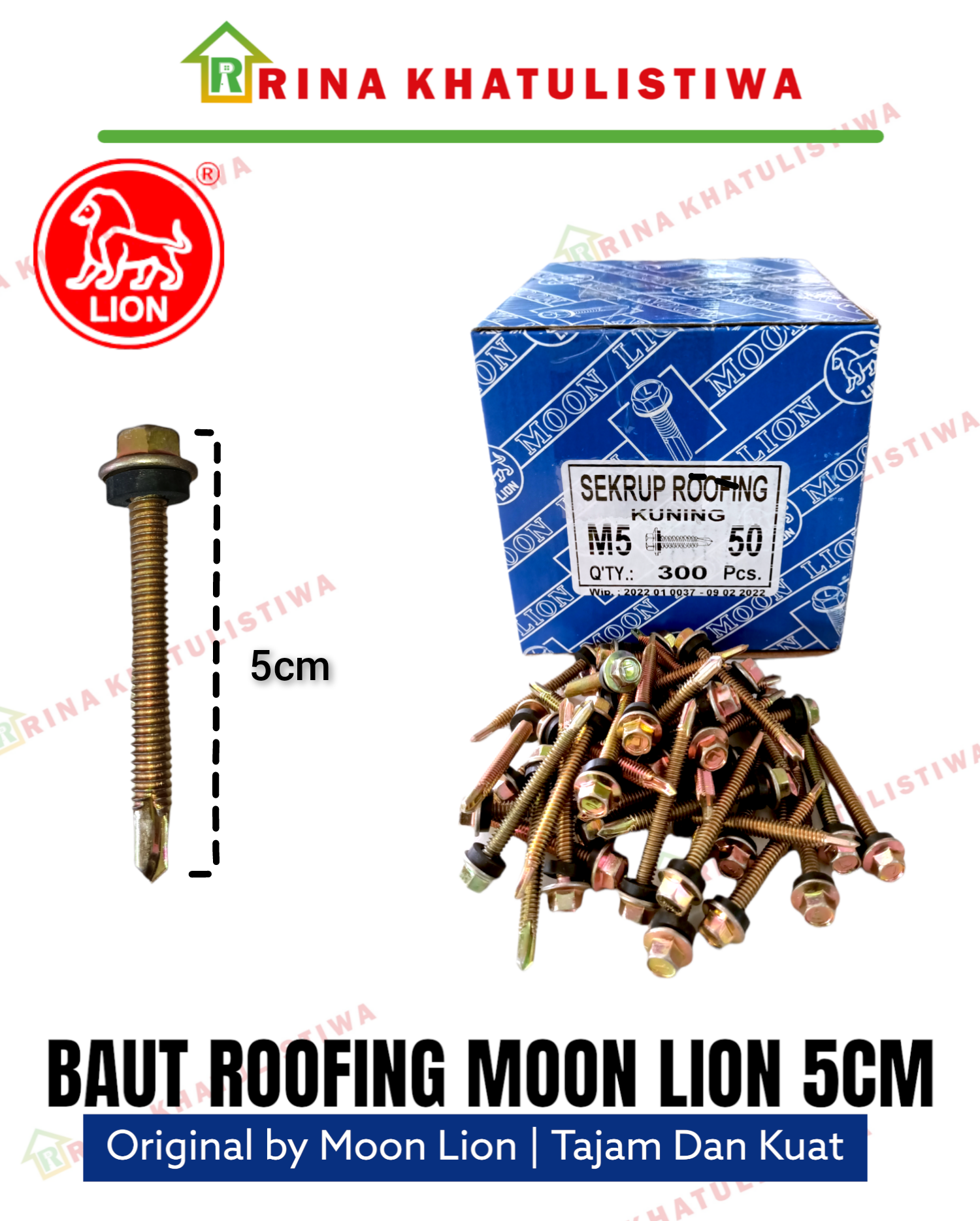 Baut Roofing 5cm Moon Lion | Baut Roofing Baja Ringan 5cm | Lazada ...