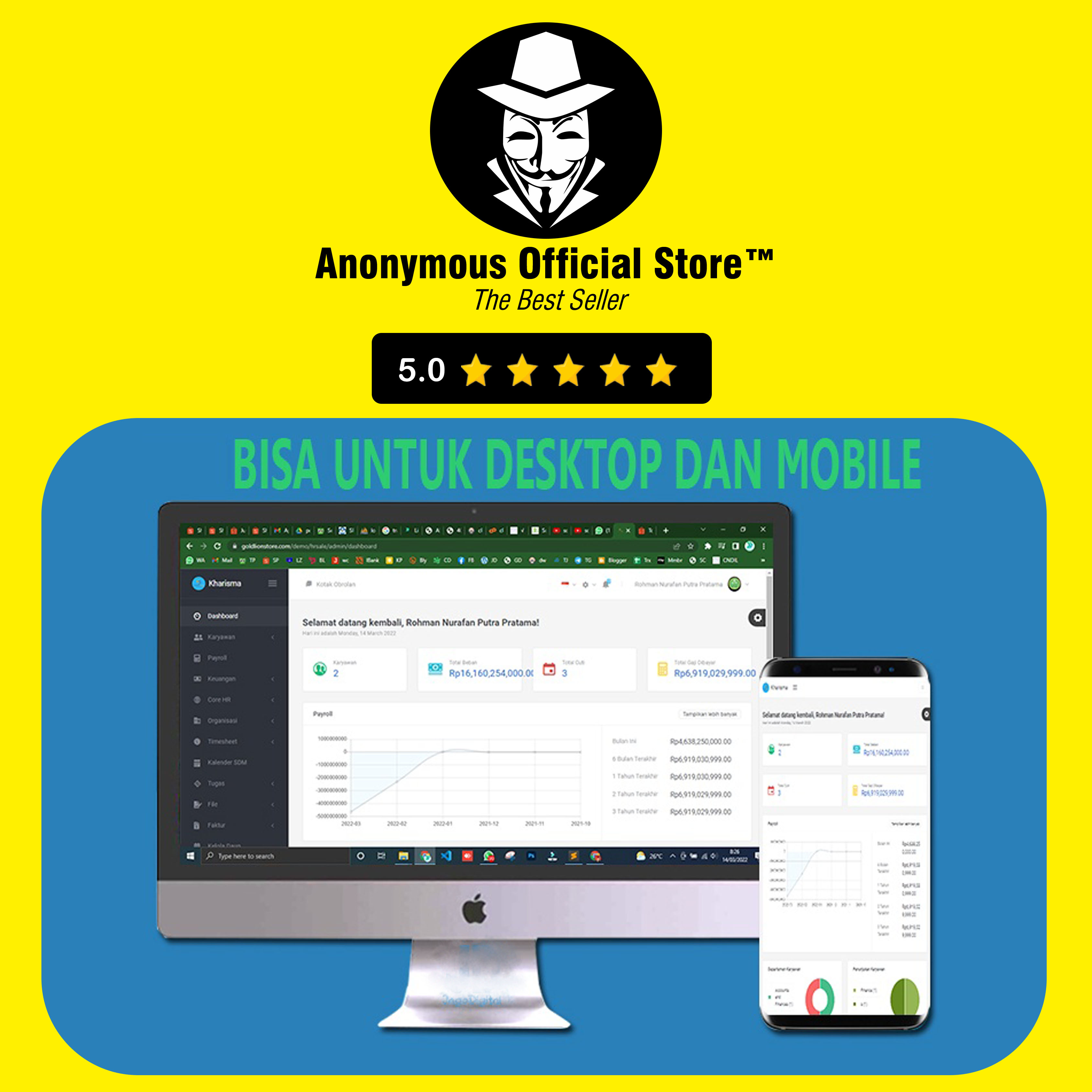 SOURCE CODE WEB HRD HRIS PAYROLL PENGGAJIAN ABSENSI CUTI KARYAWAN ...