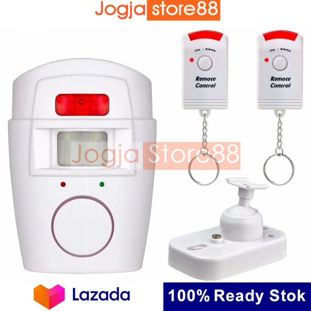 Alarm Anti Maling Sensor Gerak Infrared Pir 2 Remote Warna White