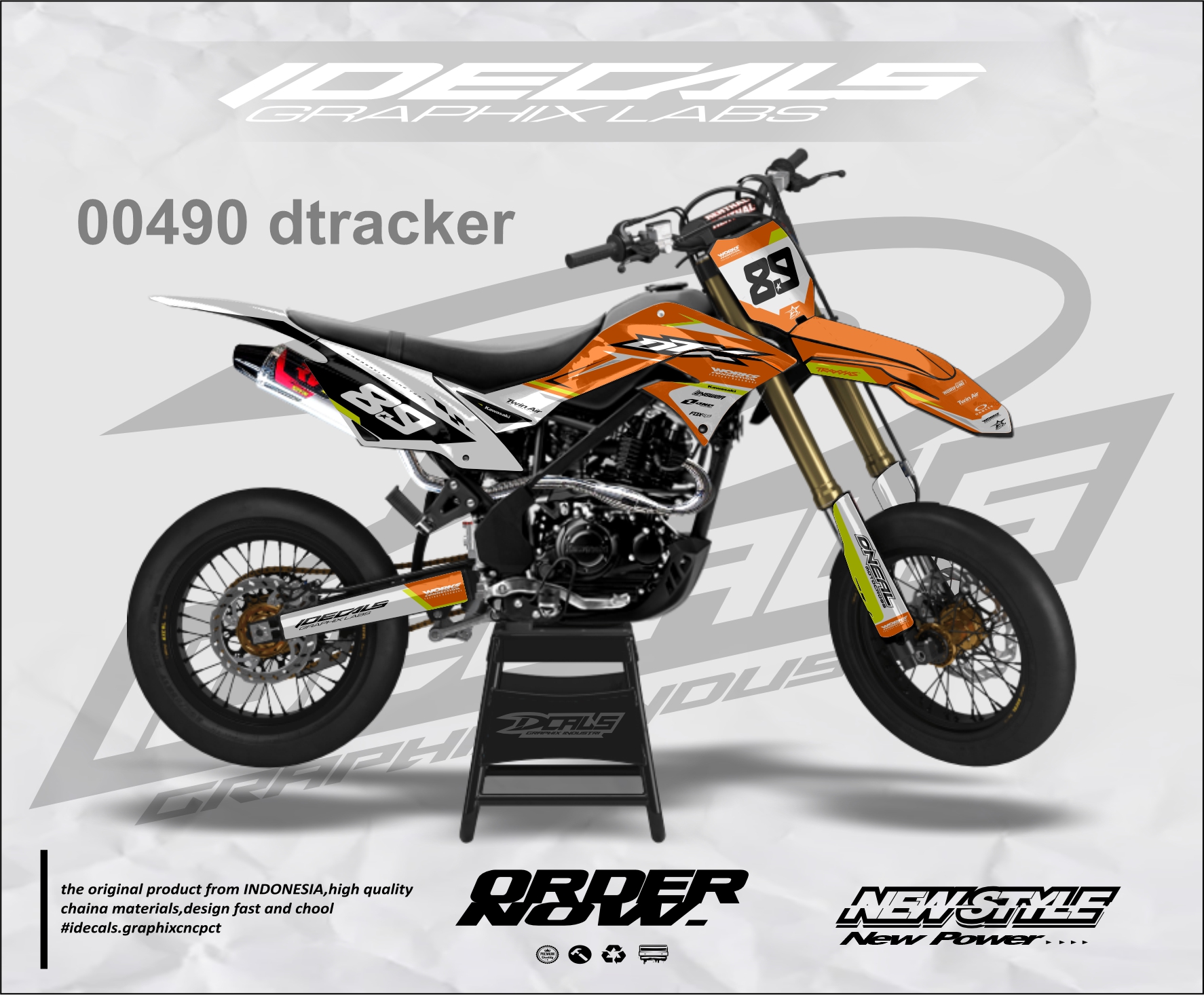 00490 sticker decals fullbody kawasaki dtracker tema garis supermoto ...
