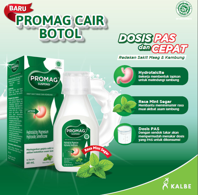 Promag Cair (Sirup Suspensi) Obat Maag dan Kembung kemasan Botol 60 mL ...