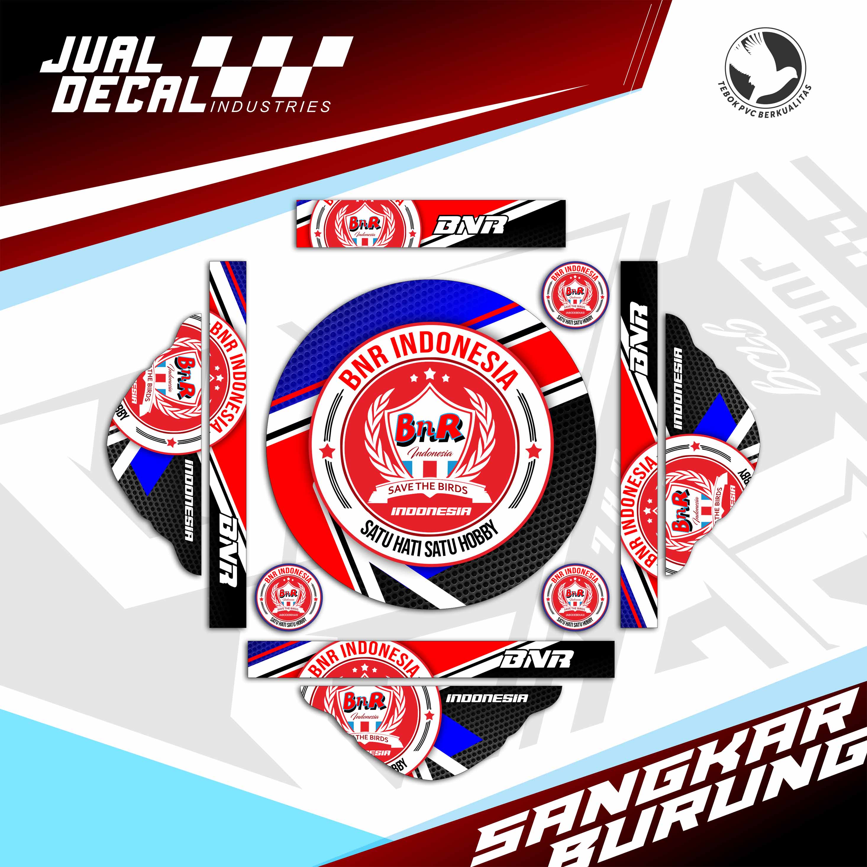 Stiker Sangkar Burung Lovebird BNR Decal Tebok Love Bird Kandang Burung ...