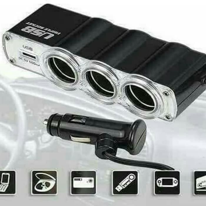 Saver Mobil Triple Socket 3 Lubang - Extender Splitter Lighter Mobil 3 ...