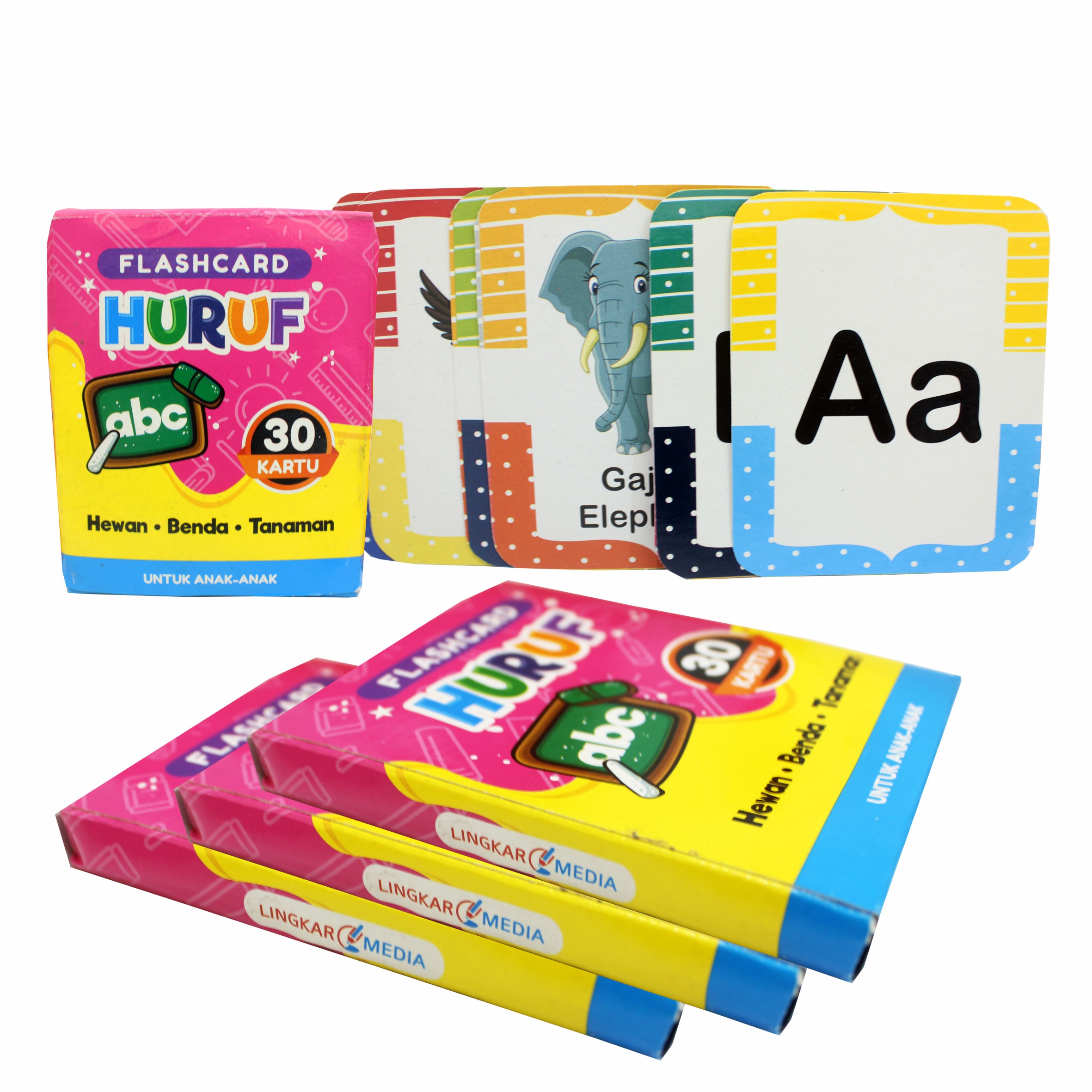 Mainan Kartu Flashcard Huruf ABC Lingkar Media untuk Anak Anak / Hewan ...
