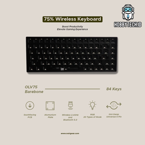 Noir OLV75 Barebone - 75% Wireless Custom Mechanical Gaming Keyboard ...