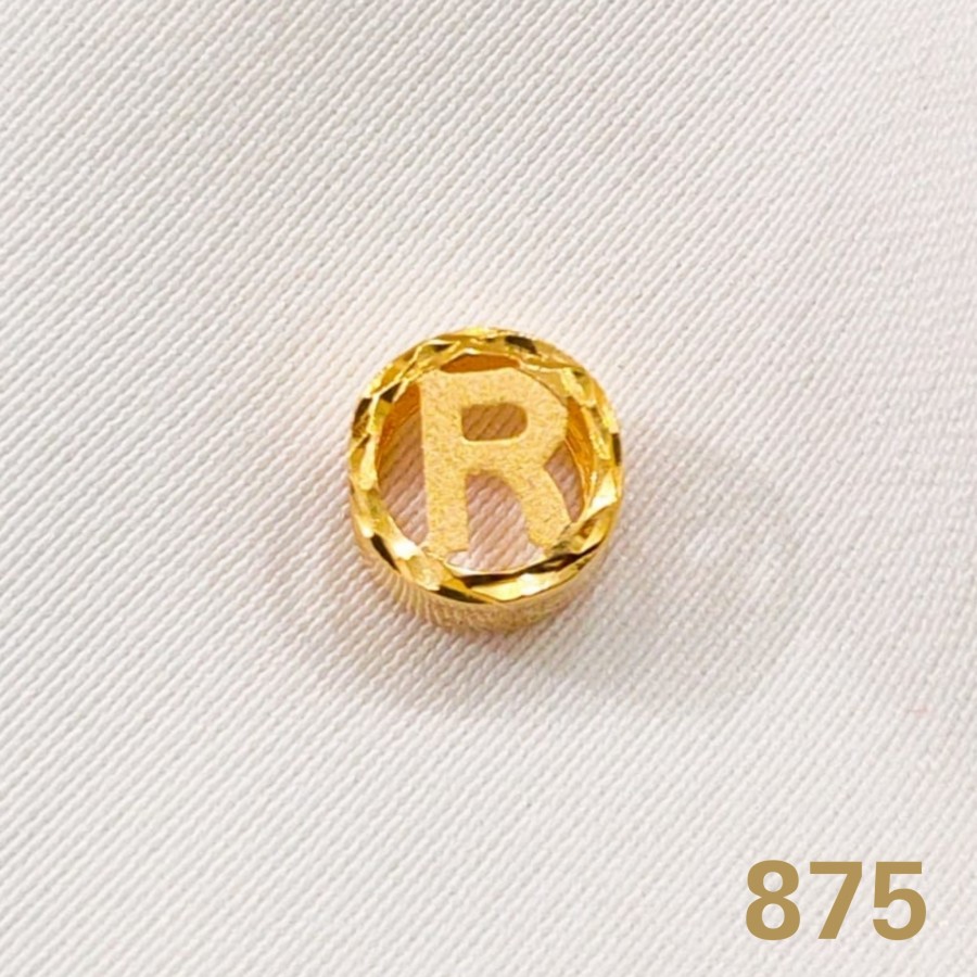 Huruf R Bulat 875 Mata Kalung Bandul Mata Gelang Kadar 875 20 karat 20k ...