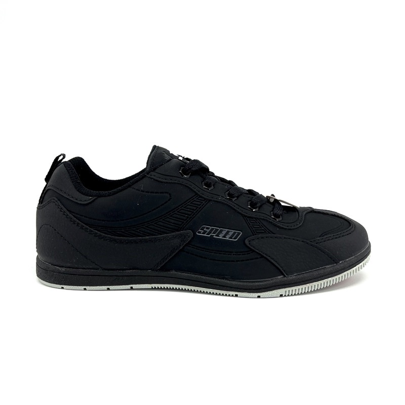 SPEED by LOGGO ALL FRONTIER KAIKA Sepatu Sekolah Hitam Polos Sneaker ...