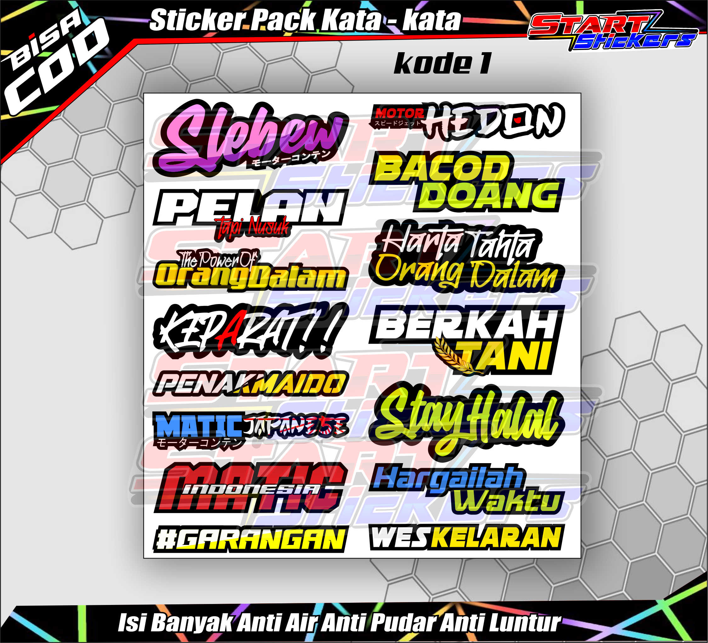 STIKER PACK KATA KATA RACING / STIKER PACK HEREX / STIKER PACK KEREN ...