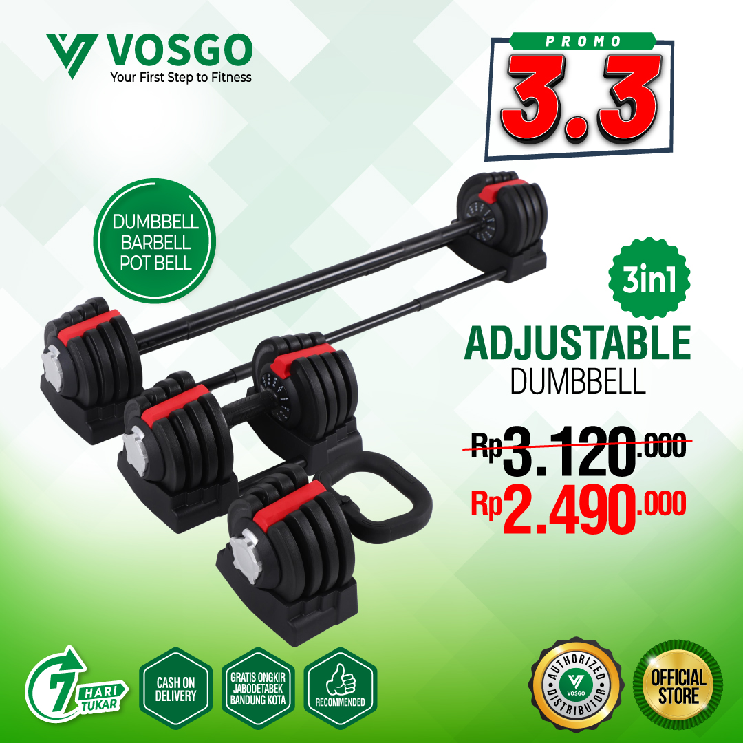Alat Fitness Angkat Beban Dumbell Barbell Kettlebell 19 kg Vosgo ...