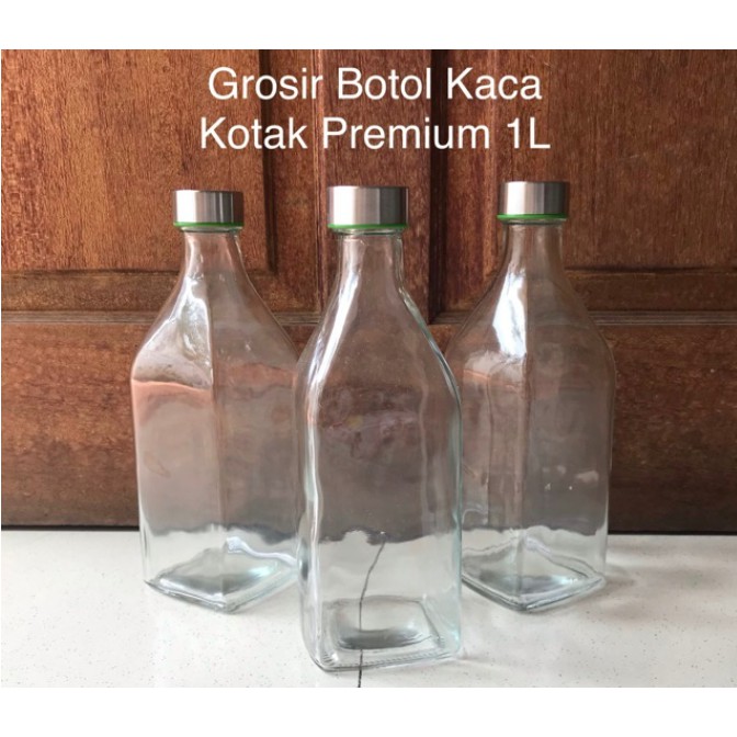 Botol Kaca Premium Kotak 1 liter / Minuman Botol kaca 1000ml - botol ...