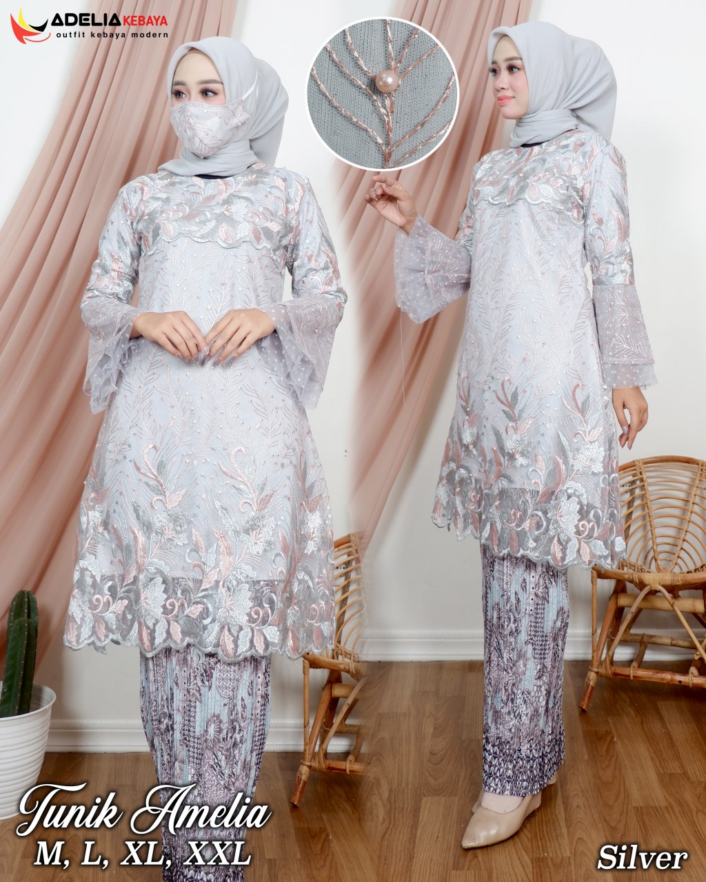 SETELAN KEBAYA TUNIK AMELIA HIGH CLASS QUALITY PREMIUM // KEBAYA PESTA ...