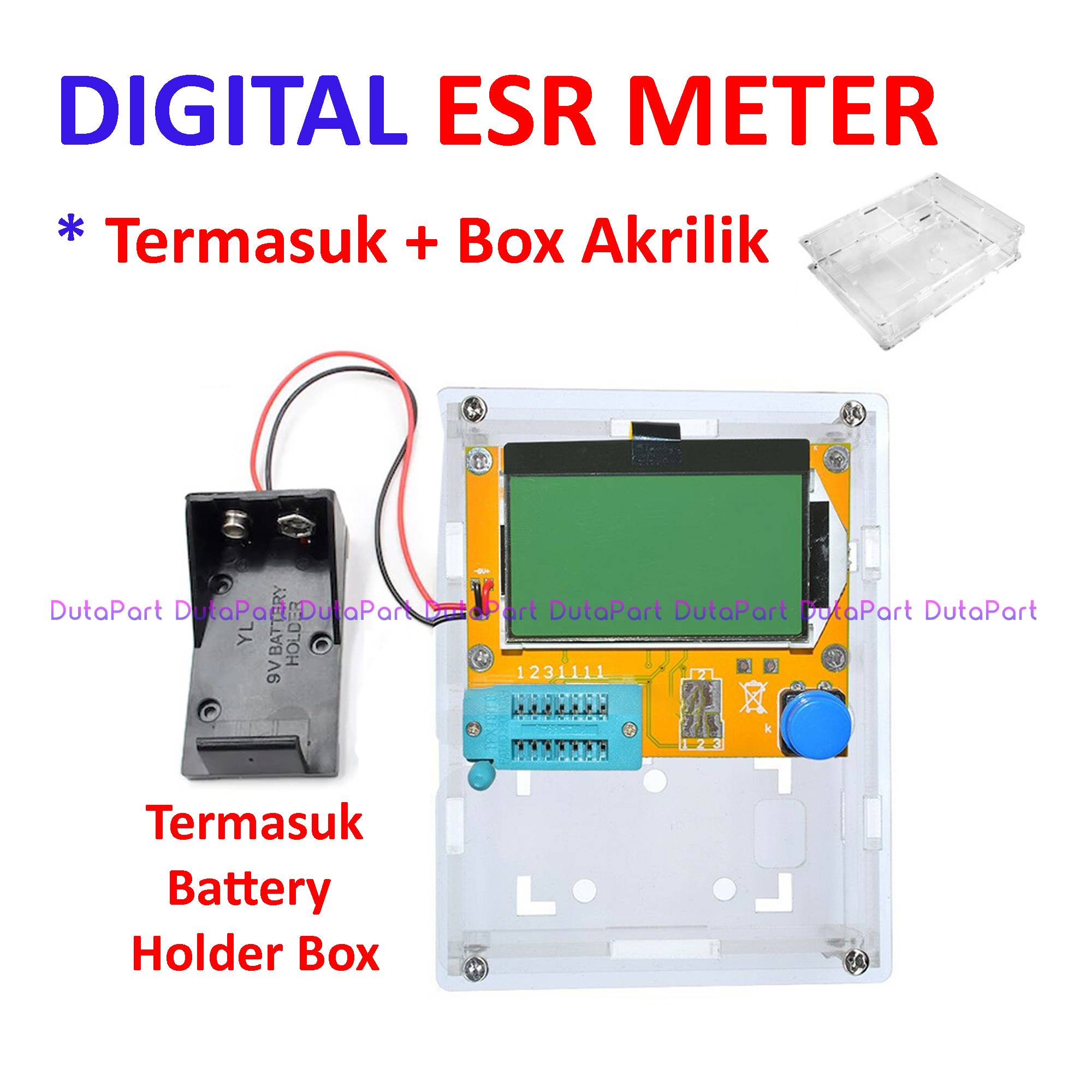 Digital ESR Meter LCR Tester Transistor Mosfet Termasuk Box Akrilik ...