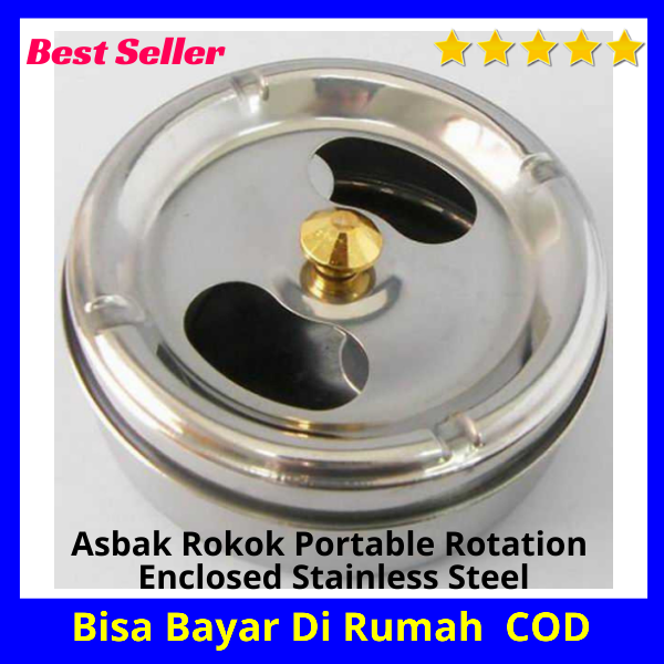 Asbak Rokok Portable Rotation Enclosed Stainless Steel / Asbak Rokok ...