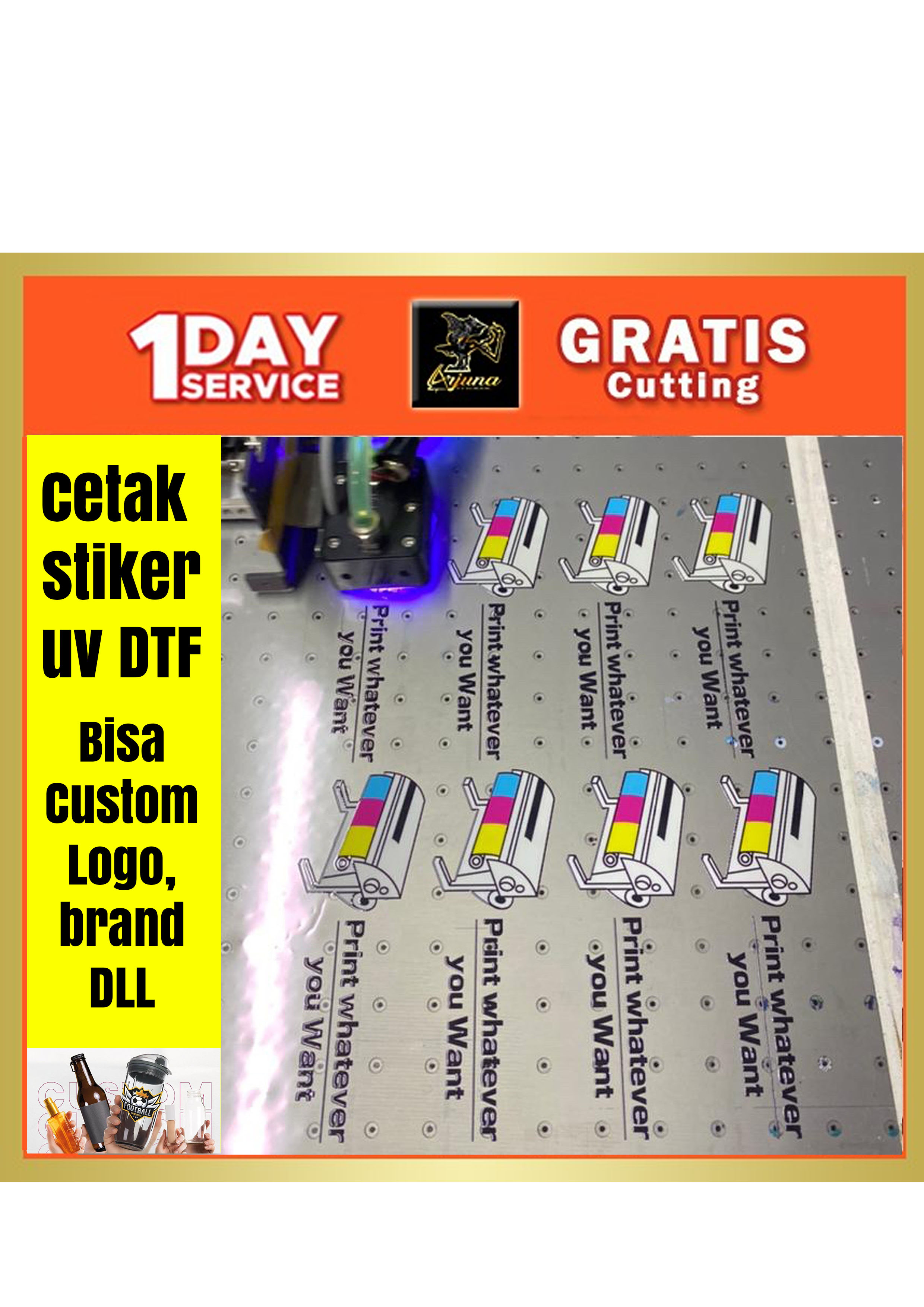 Sticker UV DTF Stiker Custom Cetak Logo Stiker Ukuran A3 dan A4 | Lazada Indonesia