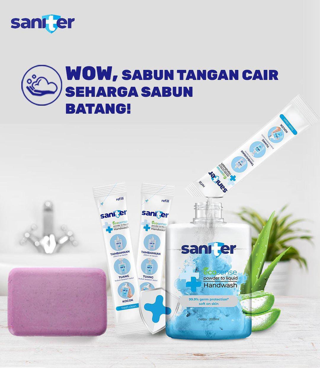 REFILL Saniter Handwash Powder / Serbuk Biang Sabun Cuci Tangan ...