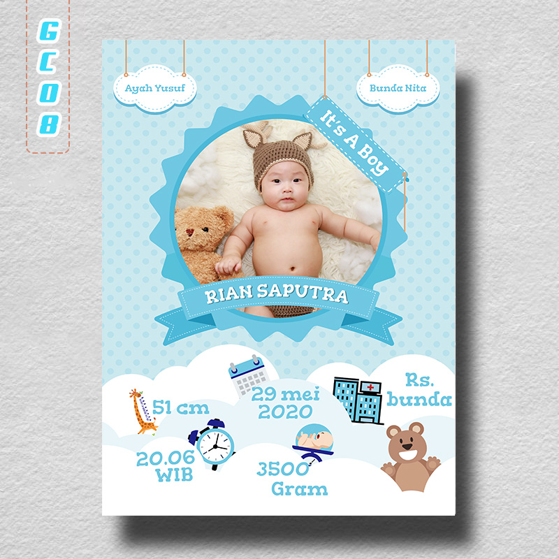 WALL DECOR BIODATA BAYI & ANAK BINGKAI PAPAN MDF 20 x 30 CM / WALL ...