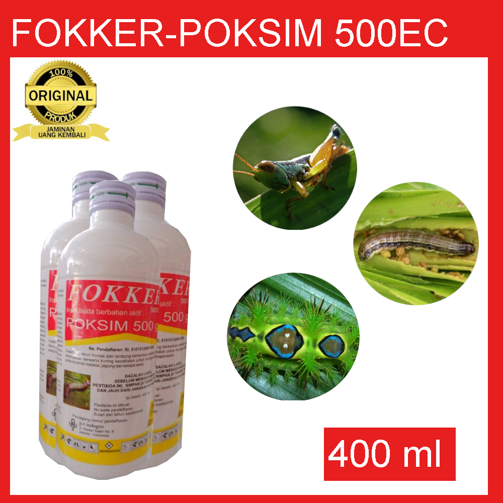 Fokker Poksim 500EC 400 ml Obat Hama Ulat Grayak Ulat Api Belalang ...