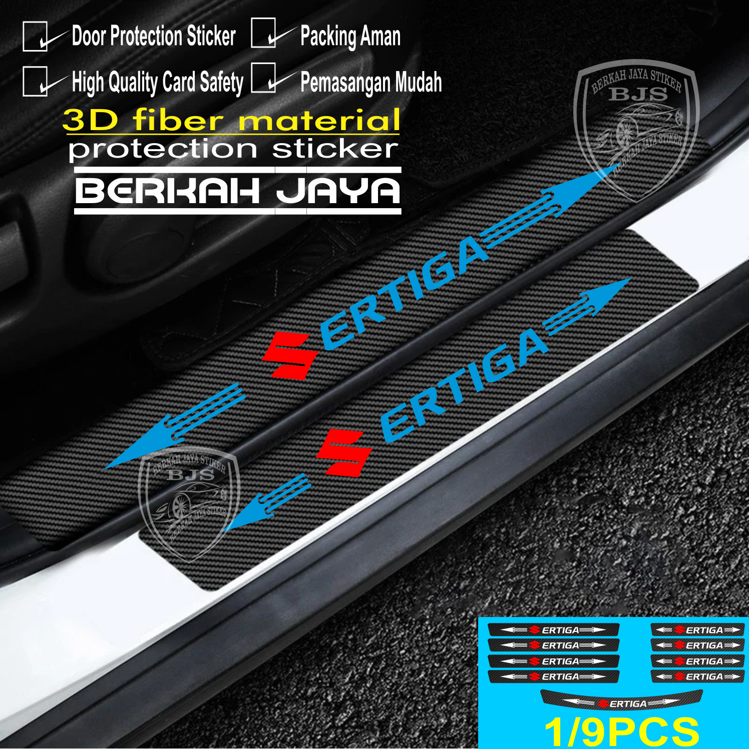 9 Pcs Stiker Pelindung Pintu Mobil Ertiga Karbon 3D Door Sill Plate ...