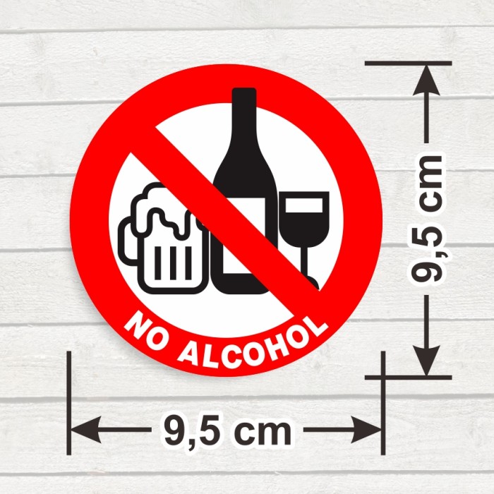 Stiker Sign Bundar No Alcohol Sticker Label Vinyl Anti Air No Alkohol ...