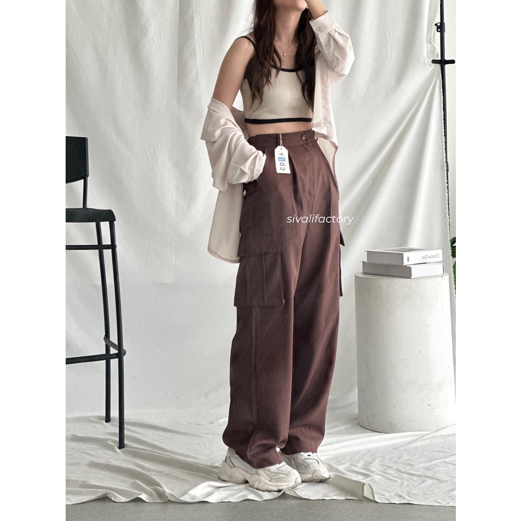 Sivali Factory Joan Cargo Pants - Highwaist Loose Cargo - Celana Kargo ...