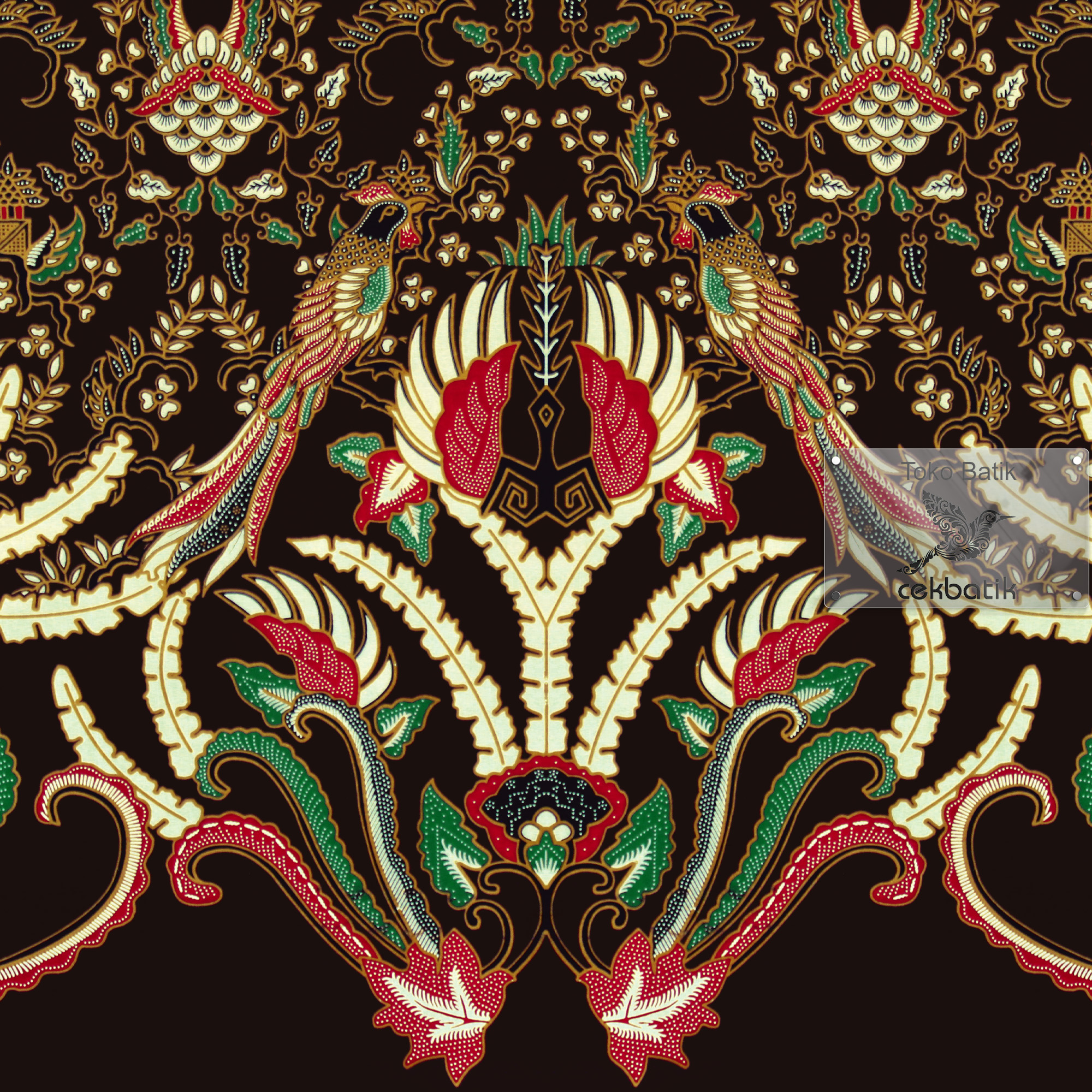 kain batik - Motif Sogan Burung Kembar Bunga Manis Dasar Coklat ...