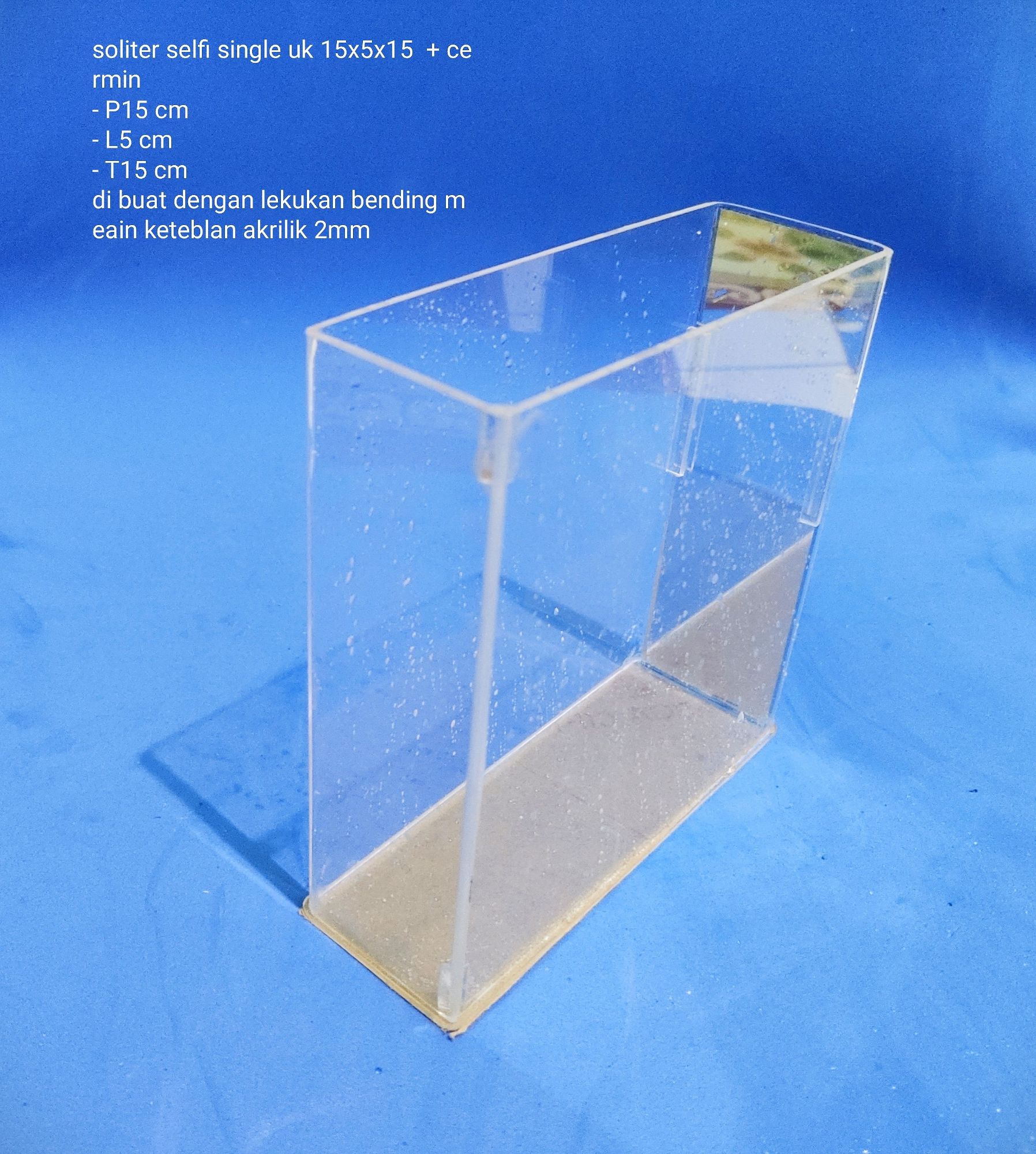 soliter akrilik uk 15x5x15 Bening + kaca cermin | Lazada Indonesia