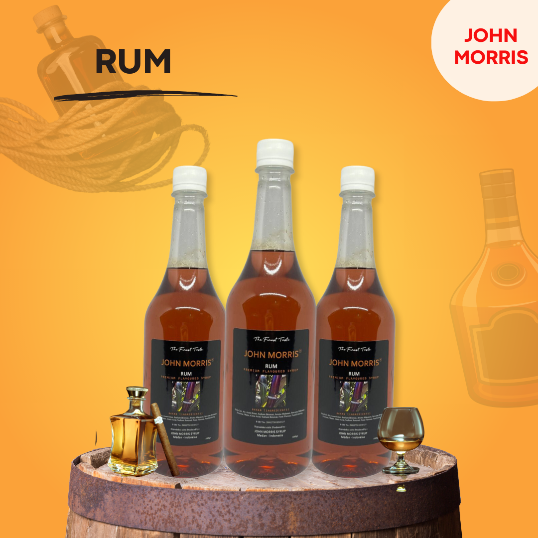 JOHN MORRIS Premium Flavoured Syrup Rum 1000 ml / Sirup Rasa Rum 1 ...