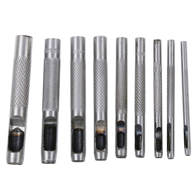 Leather Belt Gasket Hollow Hole Punch/ Cutter Tool (9 Pieces ...