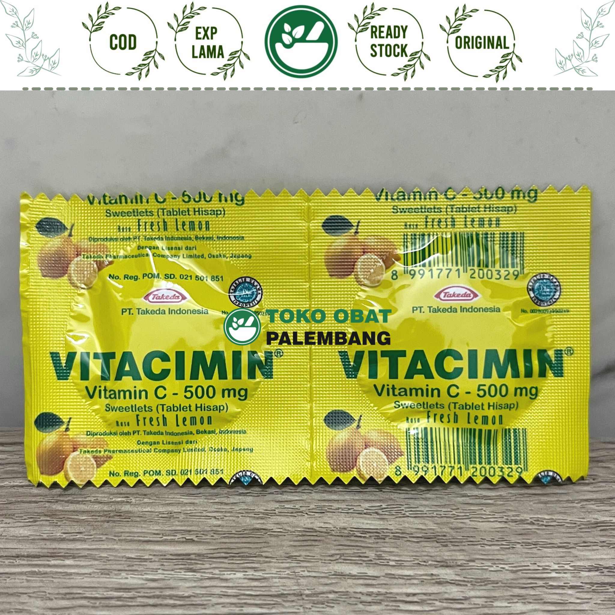 VITACIMIN VITAMIN C 500MG PERMEN RASA FRESH LEMON 1STRIP 2 TABLET ...