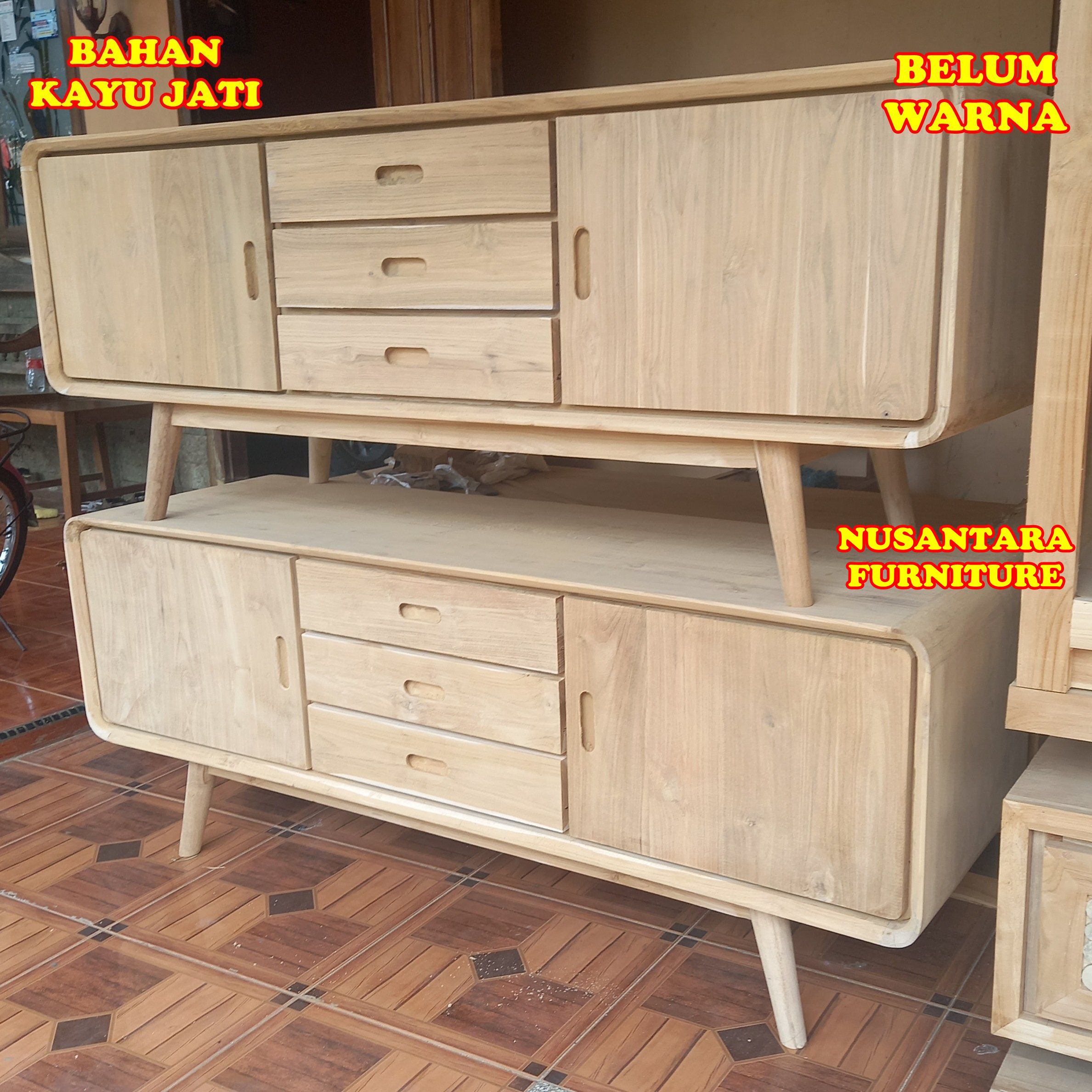 meja rak tv retro scandinavian klasik kayu jati | Lazada Indonesia