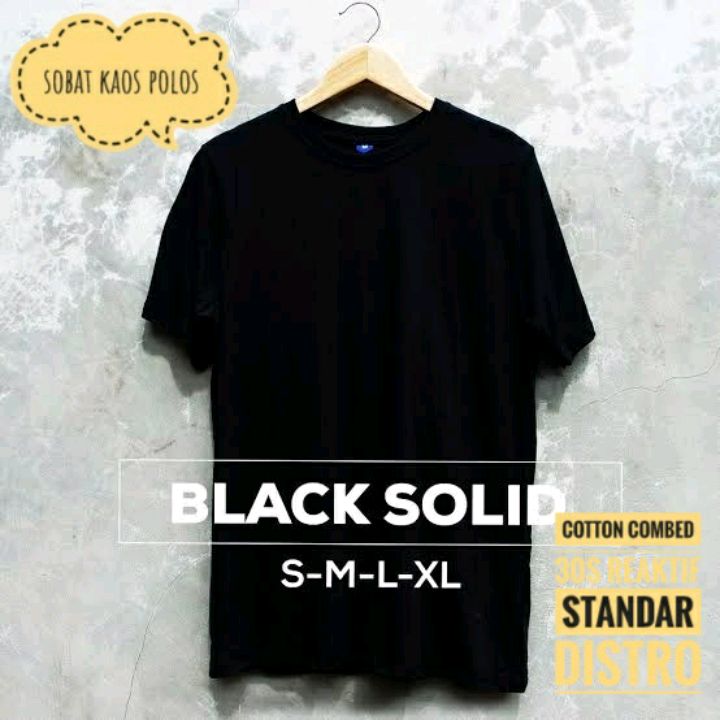 Kaos Polos Cotton Combed 30S Hitam / Kaos Polos Distro Pria Wanita ...