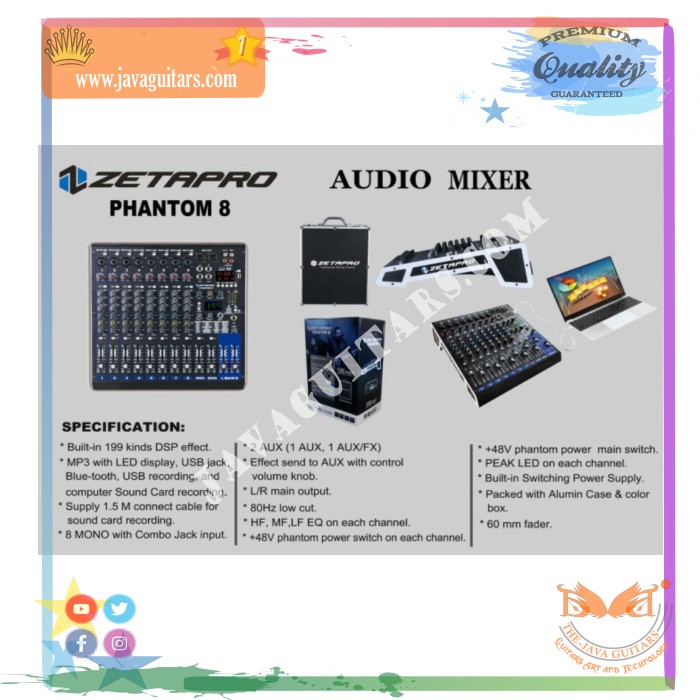 Mixer 8 Channel Zetapro Phantom 8 Efek 199DSP Nyess Original | Lazada Indonesia