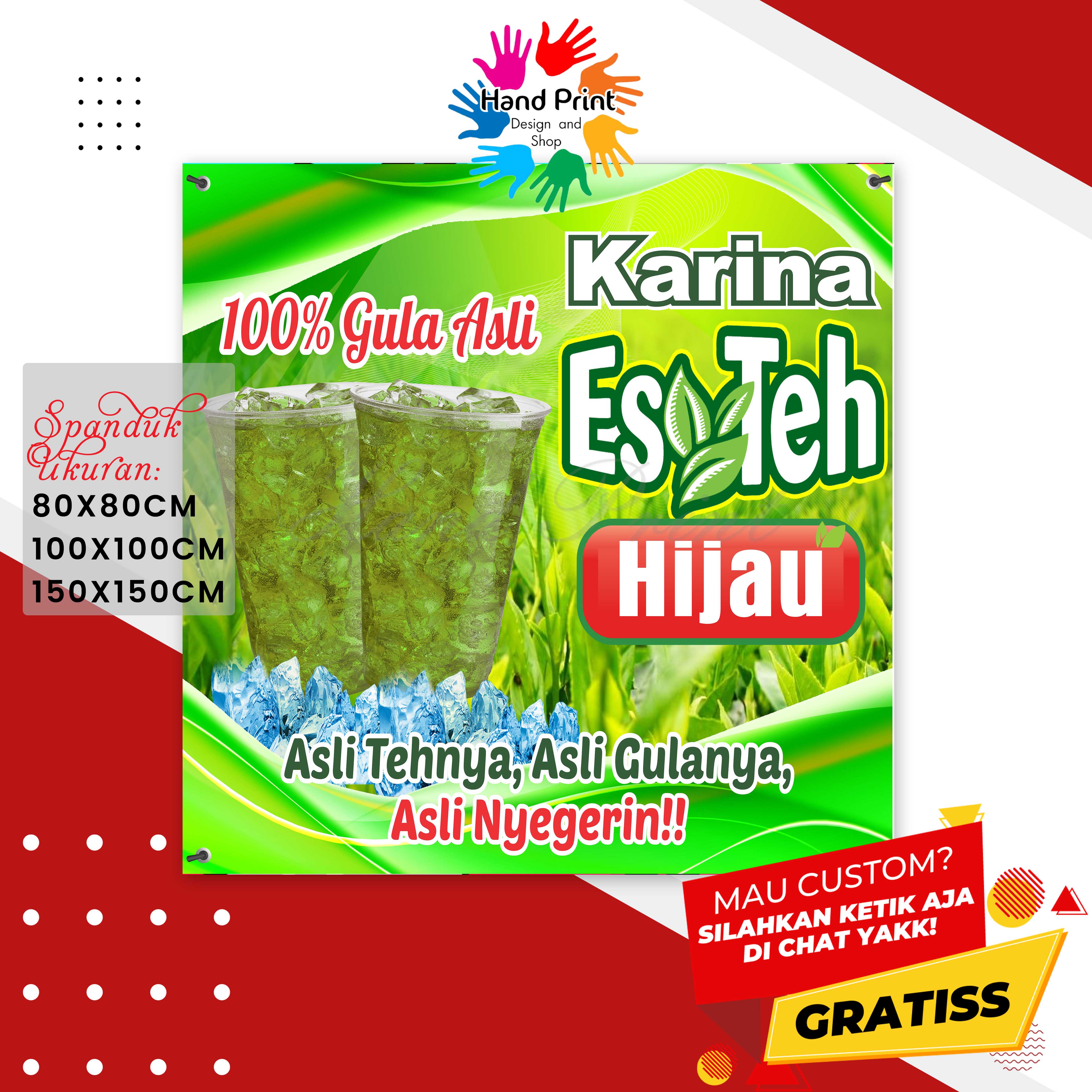 Cetak Spanduk Banner Jualan Es Teh Hijau Teh Jumbo MMT Spanduk Custom ...