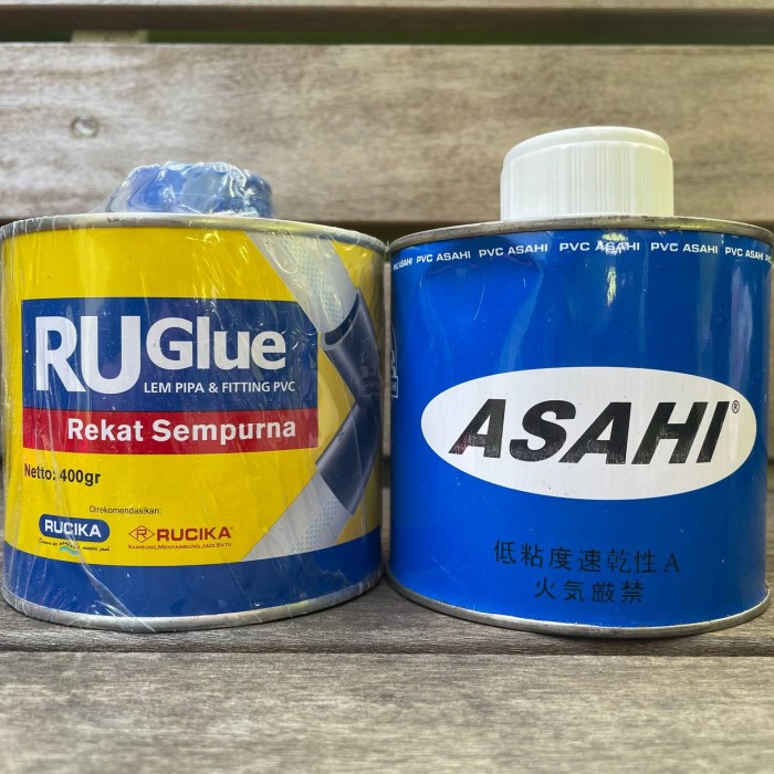 Lem Pipa PVC RUGLUE & ASAHI KALENG 400 gr 400rg Rucika Perekat Paralon ...