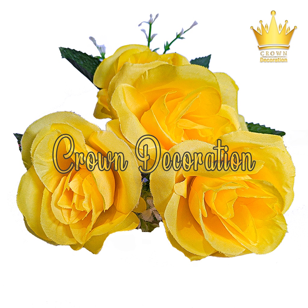 Bunga Mawar Cabang 5 Bahan Kain Dan Plastik /rose jepang/mawar murah ...