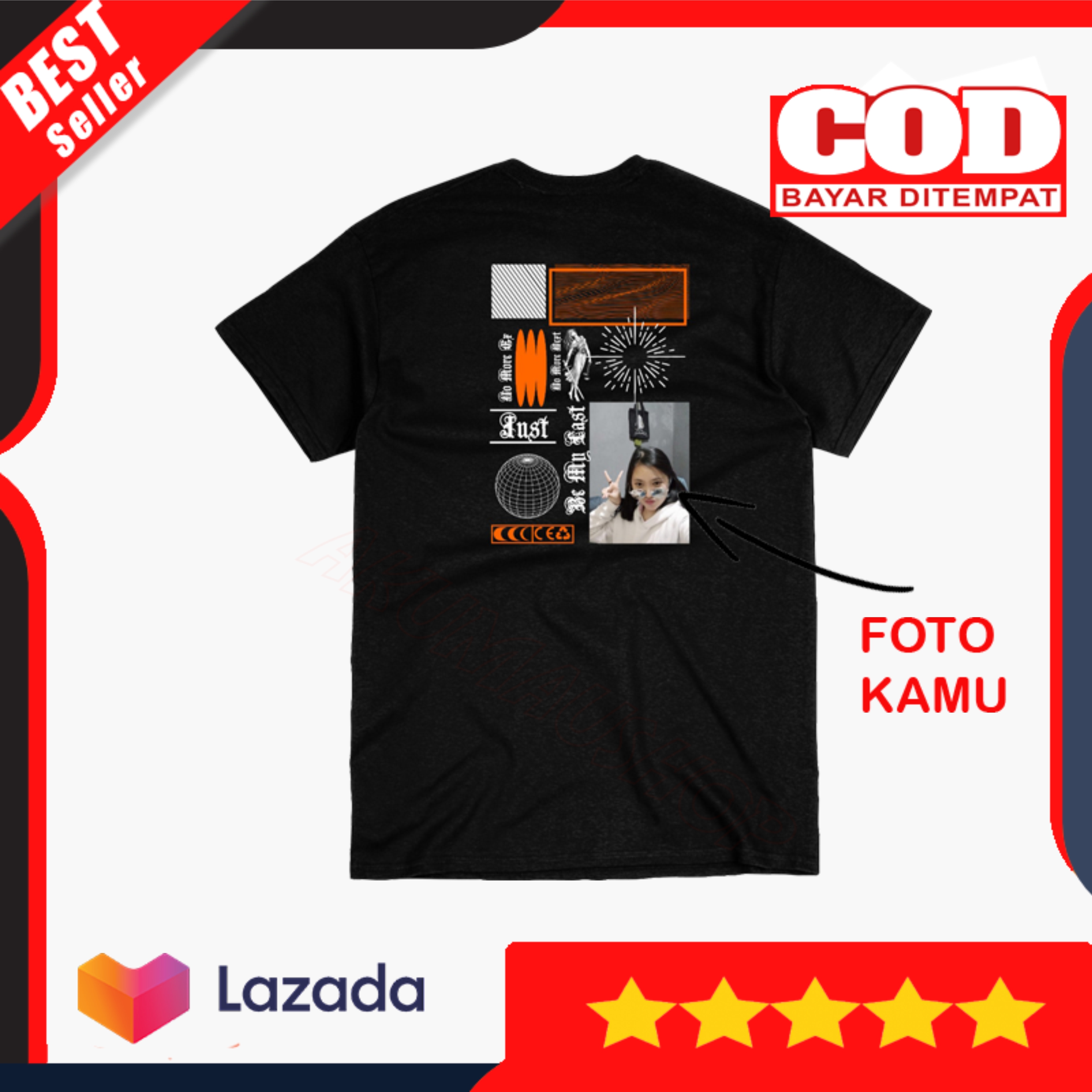 Baju tshirt kaos aesthetic custom foto sendiri kaos aesthetic pria kaos ...
