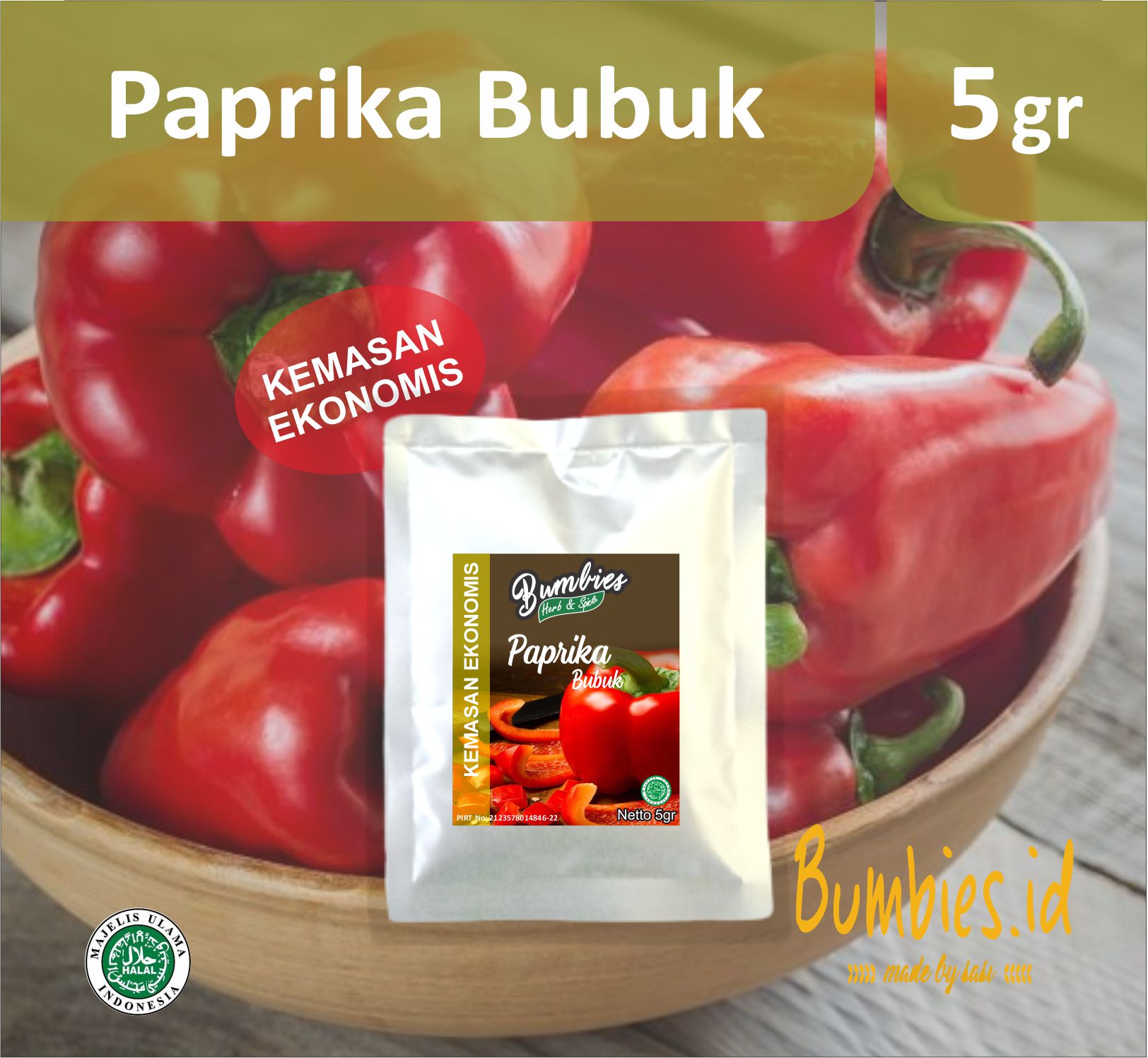 Paprika bubuk 5 gram Bumbies kemasan ekonmis | Red Paprika Powder ...