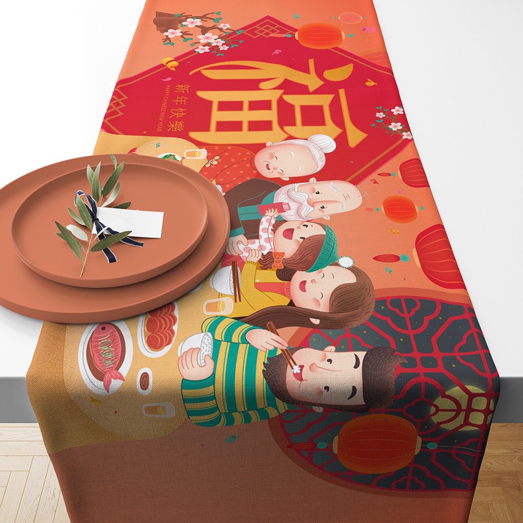 Table Runner Taplak Meja Print 140x40 cm / 230x40 cm Edisi Imlek CNY ...