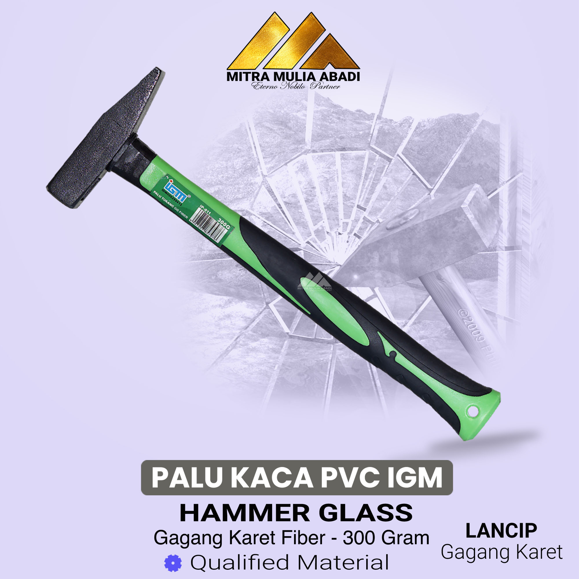 Palu Kaca Gagang Karet/Fiber 300g Merk IGM I Duck Hammers | Lazada ...