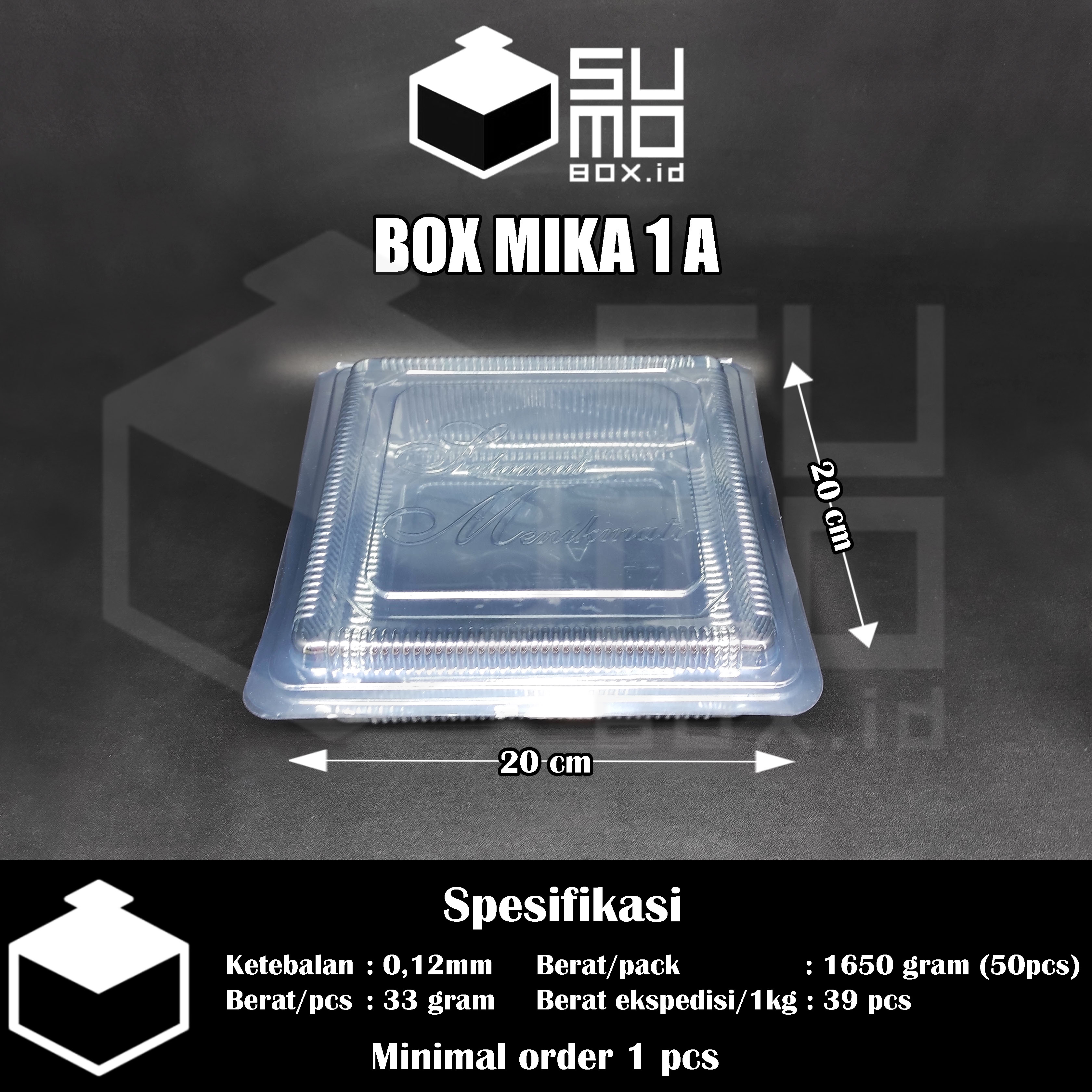 [1 PAK ISI 50 PCS] Plastik mika kue ukuran 1A Jumbo / mika kotak Besar ...