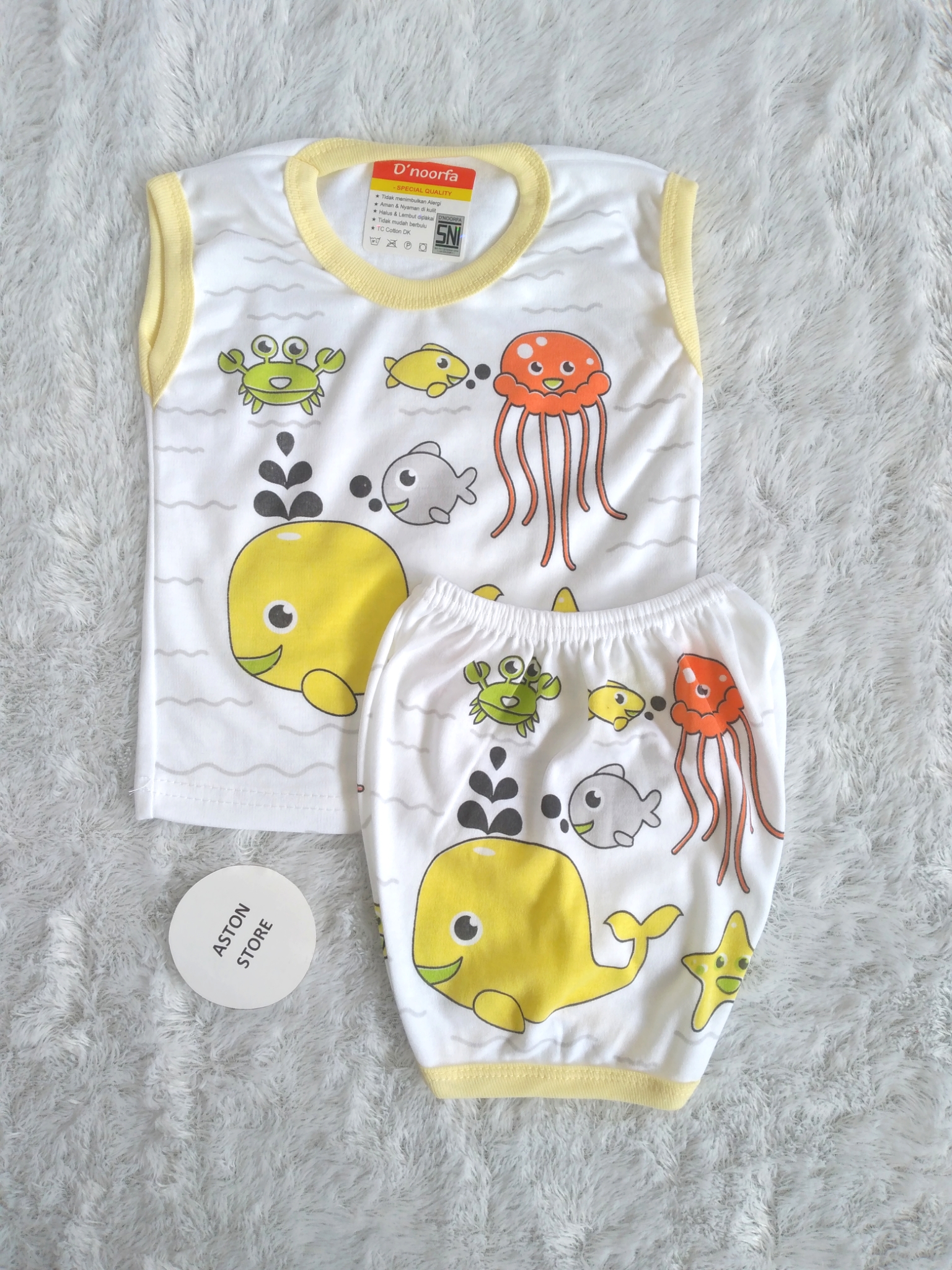 Stelan Baju Lekbong Bayi Murah SNI Usia 0-12 Bulan Motif Animal Sea ...